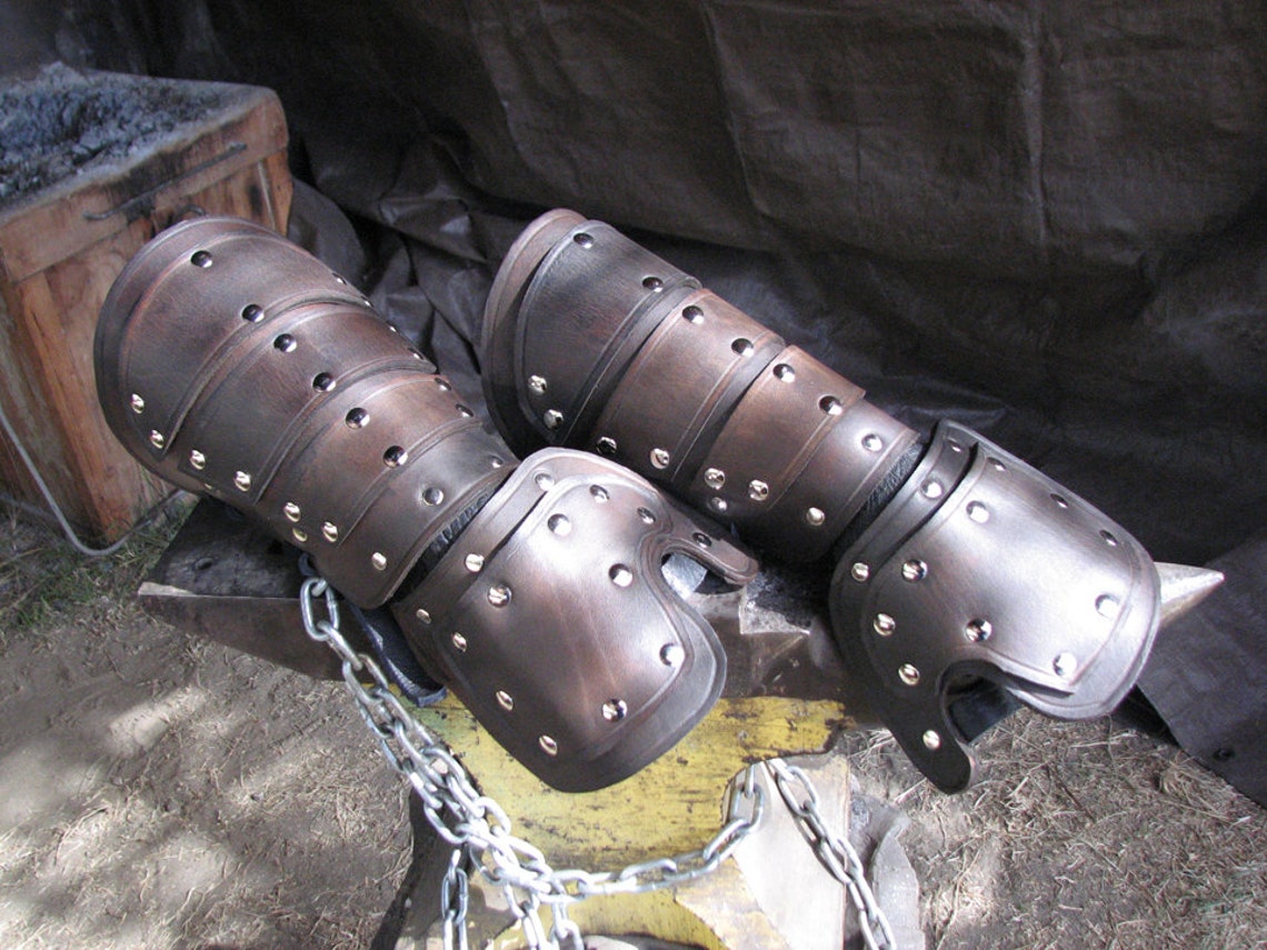 Battle Ready Plated Leather Gauntlets in Black and Nickle - Etsy