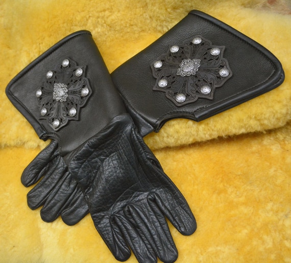 Black Gauntleted Gloves nacht Ranger | Etsy