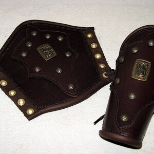 Celtic Shield Bracers in Chocolate Bridle Leather - Etsy