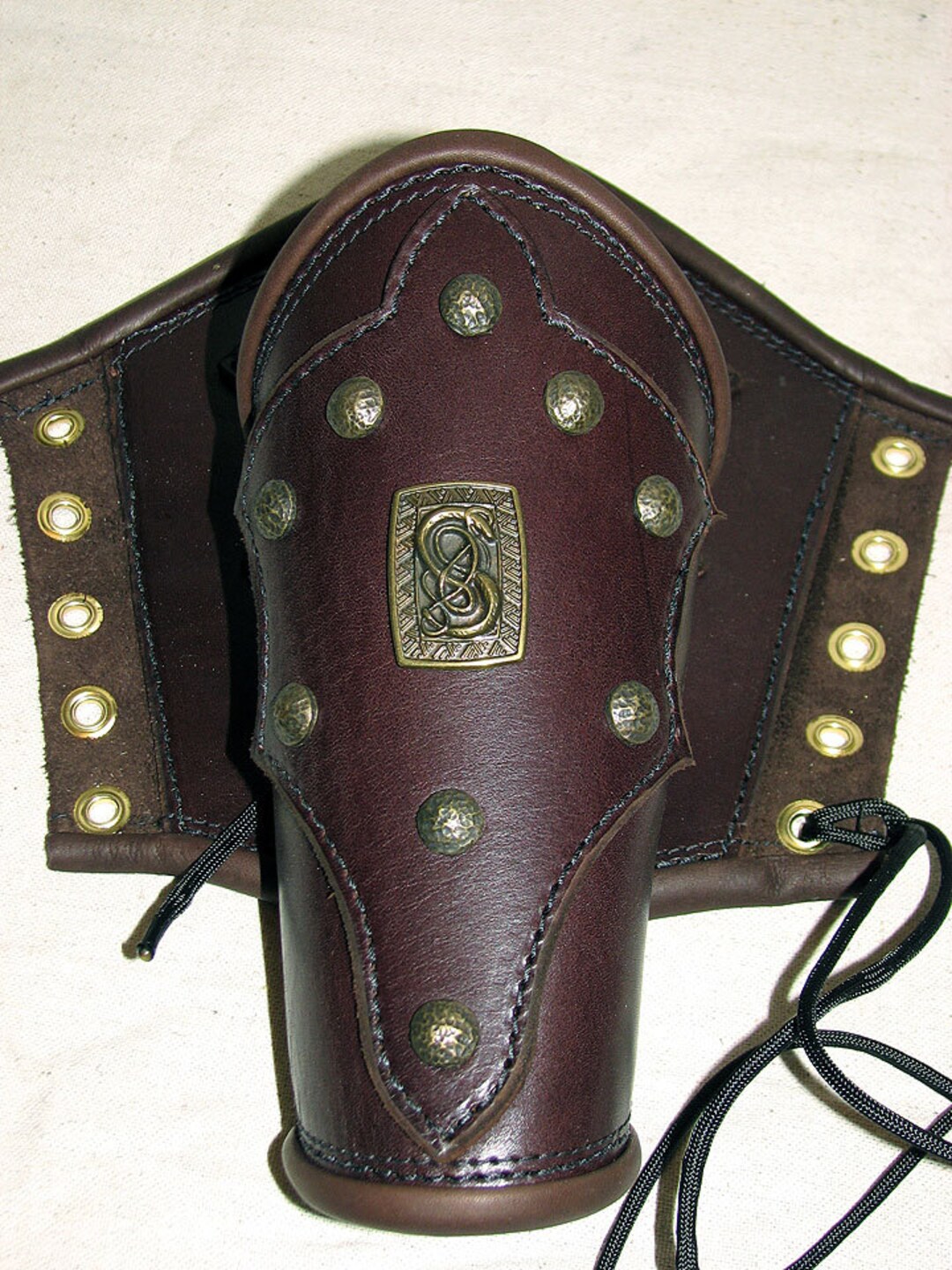 Celtic Shield Bracers in Chocolate Bridle Leather - Etsy