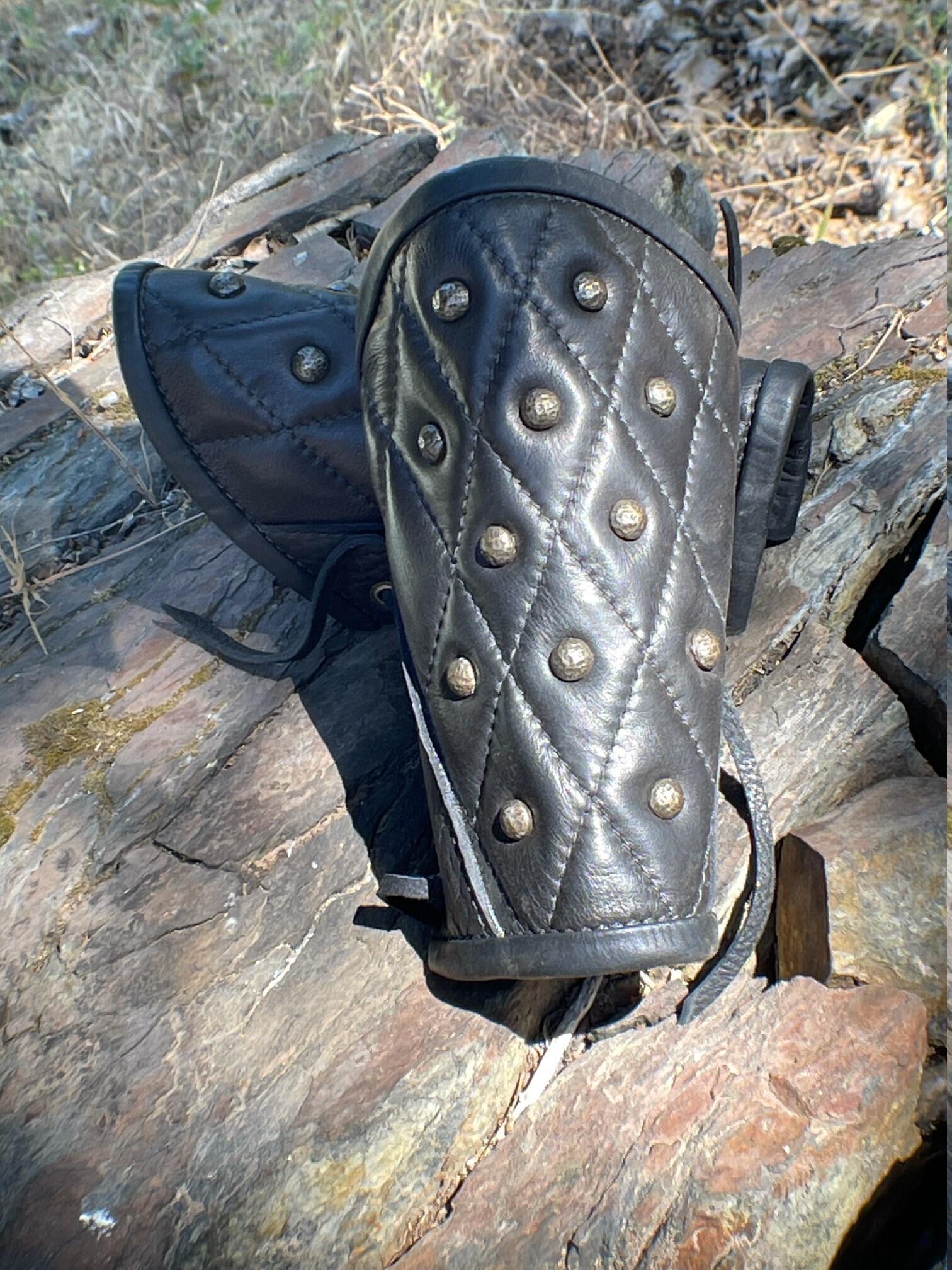 Black Leather Bracers dark Assassins Padded - Etsy