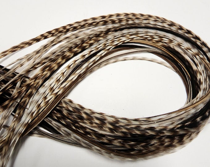 Feather Hair Extensions DIY Kit -10 Feathers + Beads + Tool/natural Mix ...