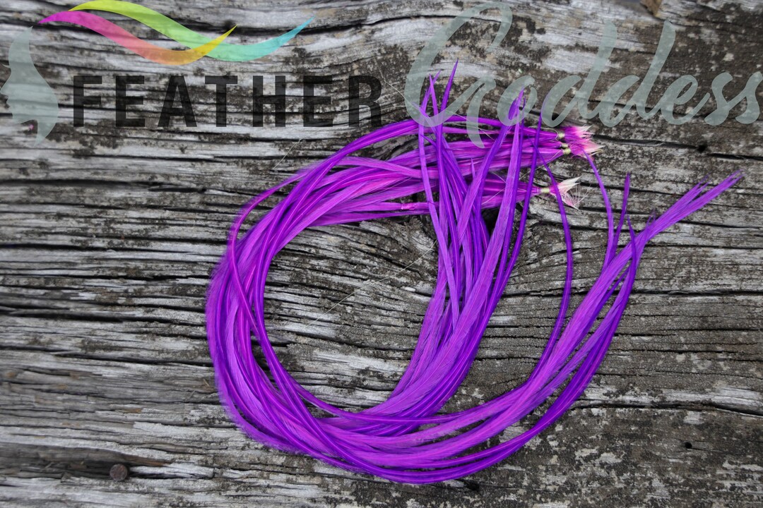 Electric Purple XXXL Feather Hair Extensions With 3 FREE Crimp Beads - Etsy