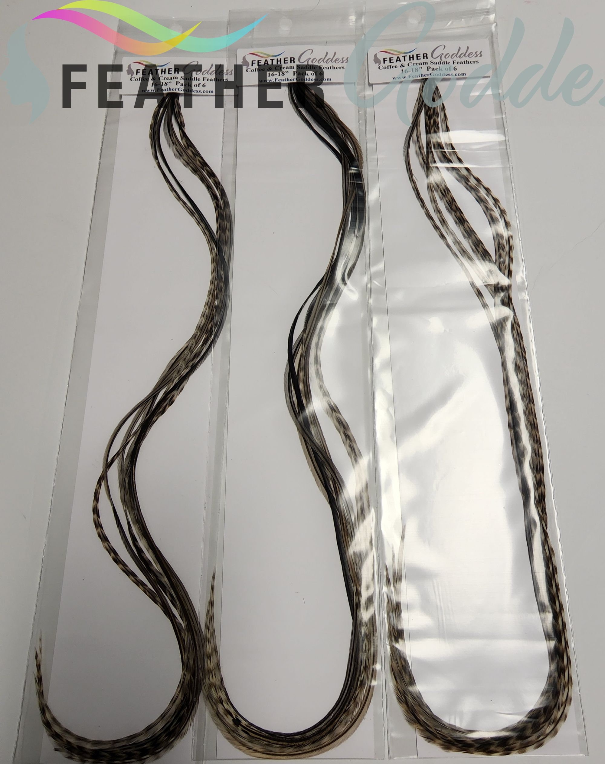 6 Coffee and Cream, XXXL Premium Feather Hair Extensions With 3 Free ...