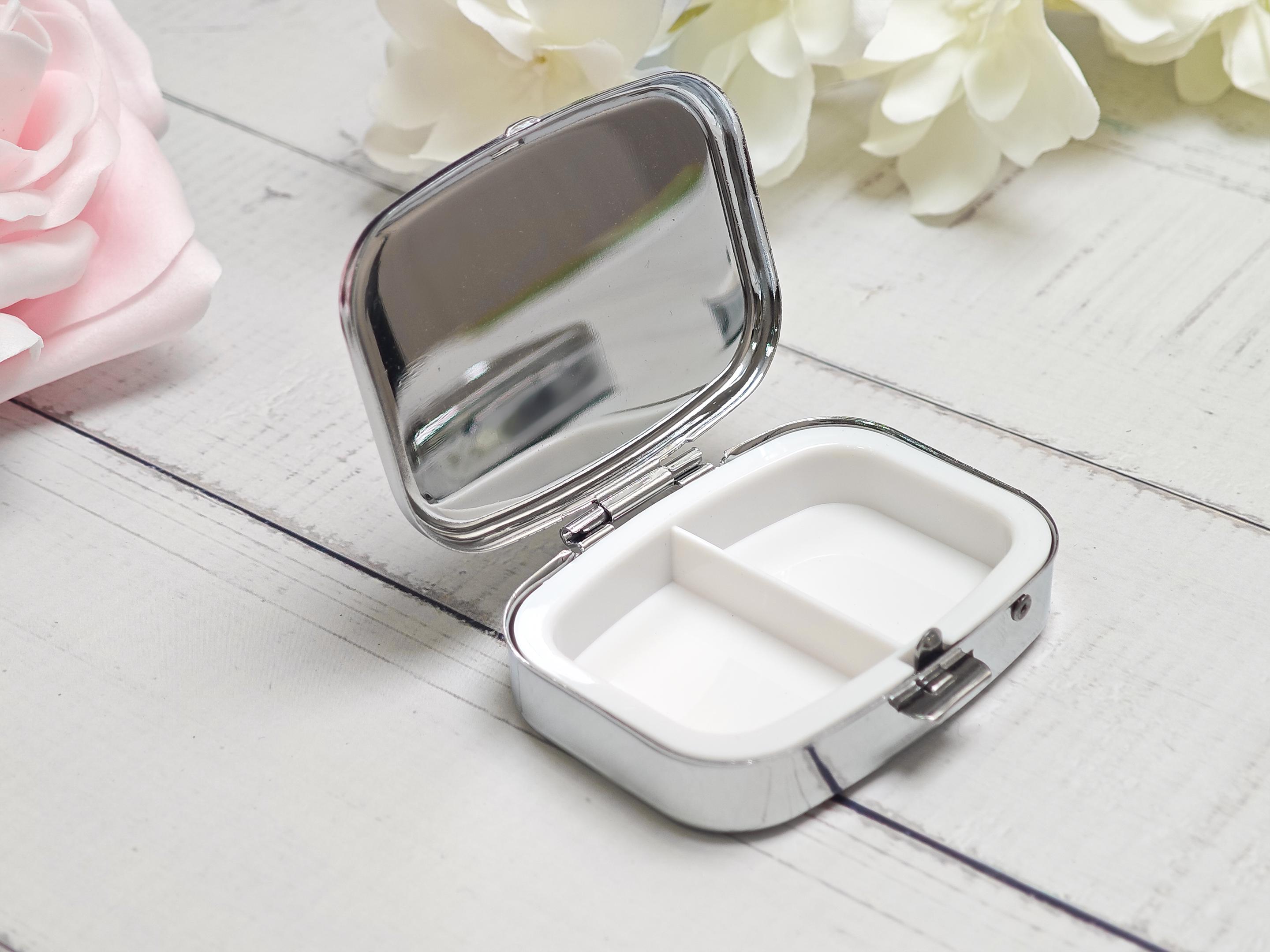 Personalized Stainless Steel Pill Case, Laser Engraved Two-compartment ...