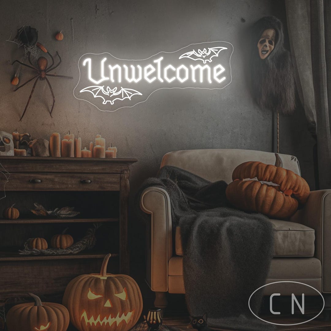 Unwelcome Bat Neon Sign,gothic Dark Art Home Decor,spooky Unwelcome LED ...