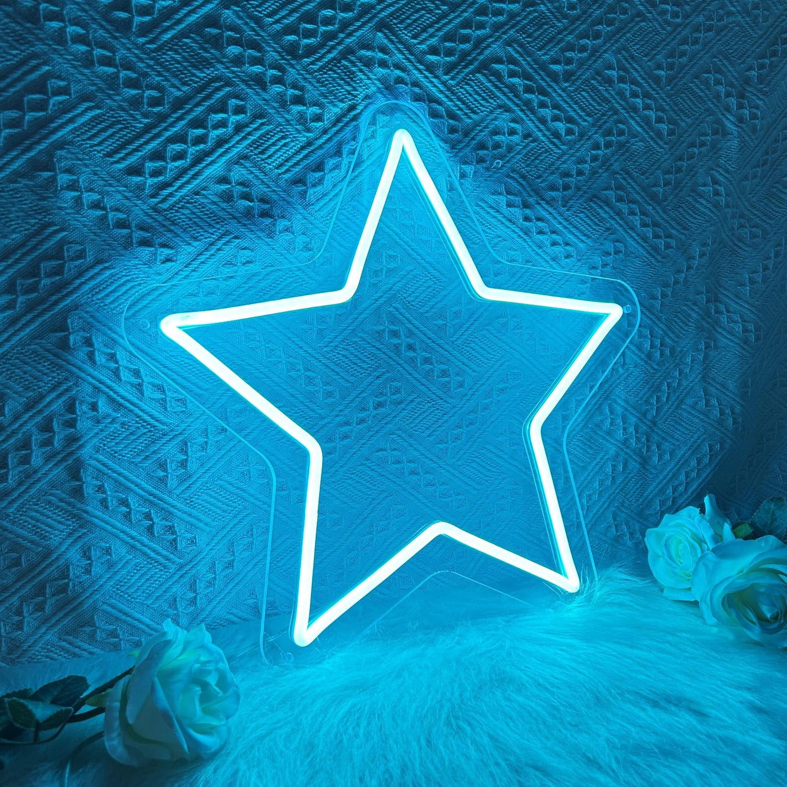 Star Neon Sign,led Neon Star Sign,star Led Light Up,led Ice Blue Star ...