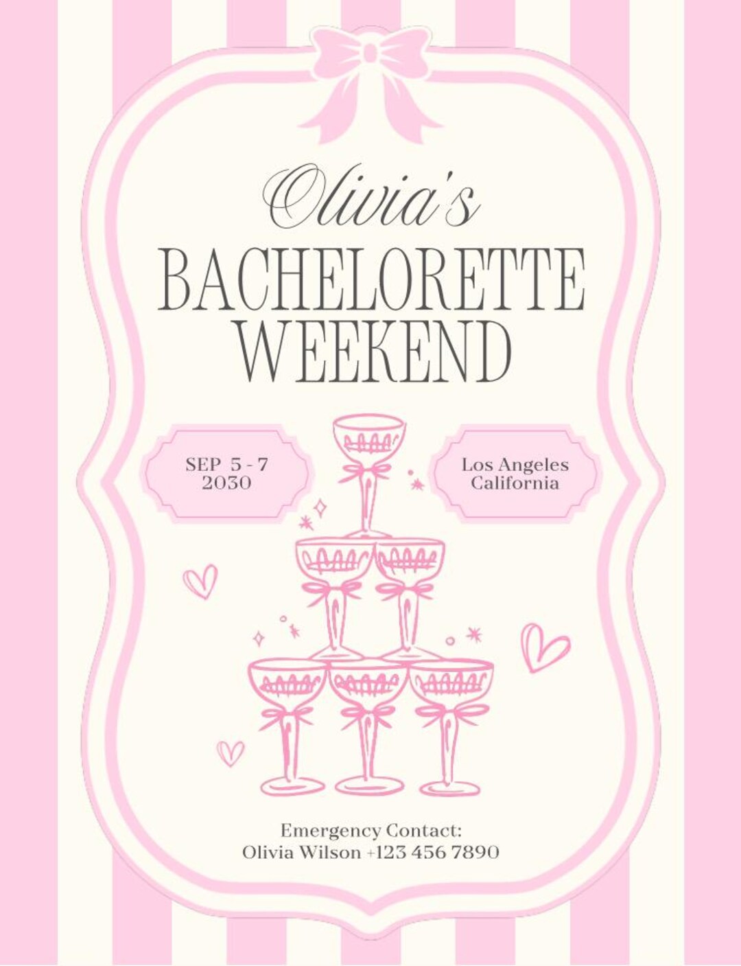 Editable Bachelorette Weekend Itinerary Template – Canva – Pink and ...