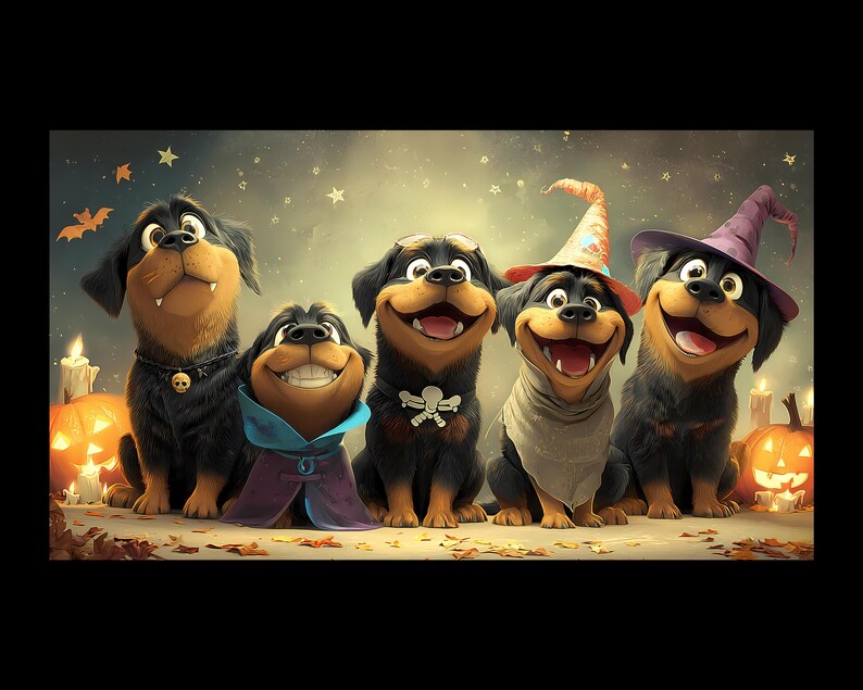 Halloween Rottweiler Art Set – 3 Digital Illustrations for Samsung ...