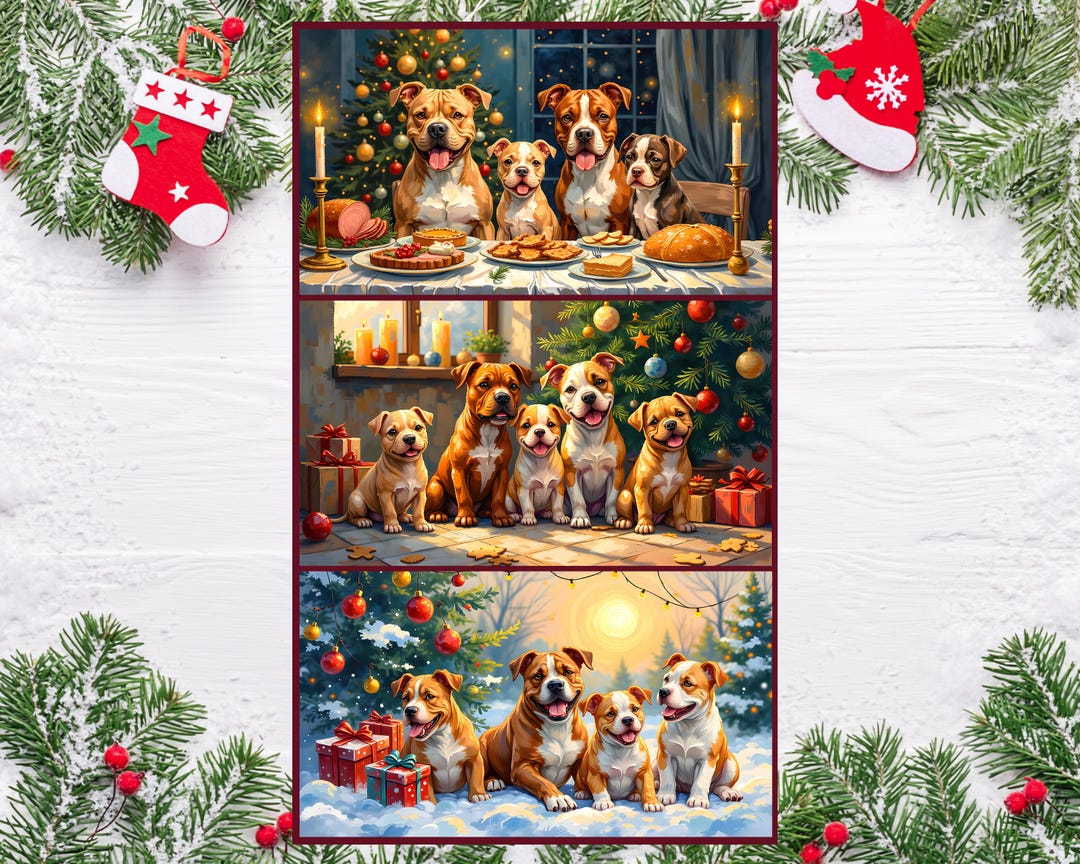 American Bully Christmas Set of 3 Digital Samsung Frame TV 8K Art ...