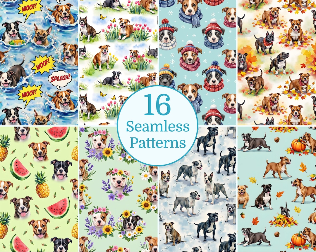 Season Themed Seamless American Bully Patterns – 16 High Resolution ...
