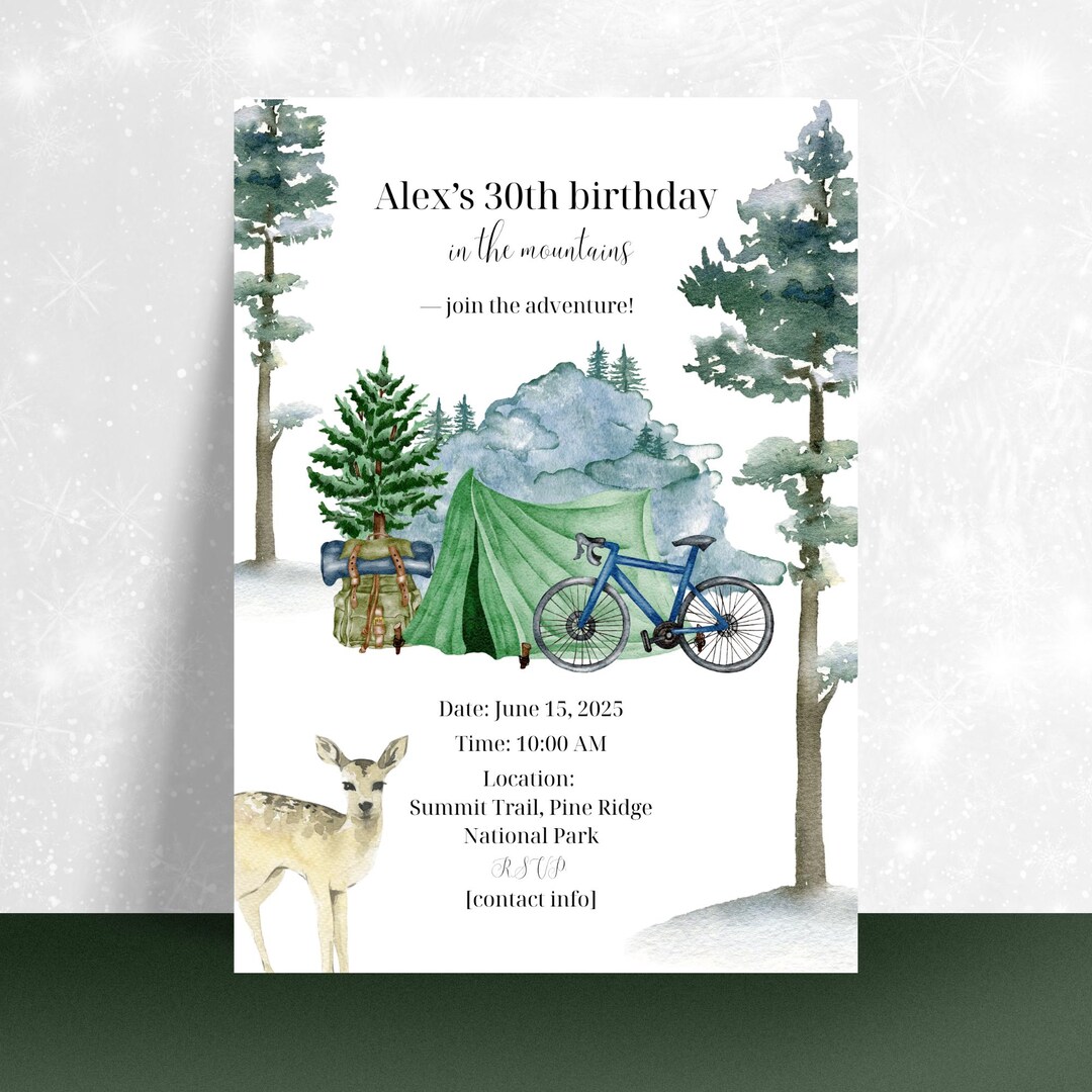 Mountain Adventure Birthday Invitation Template, 5×7 Printable, Digital ...