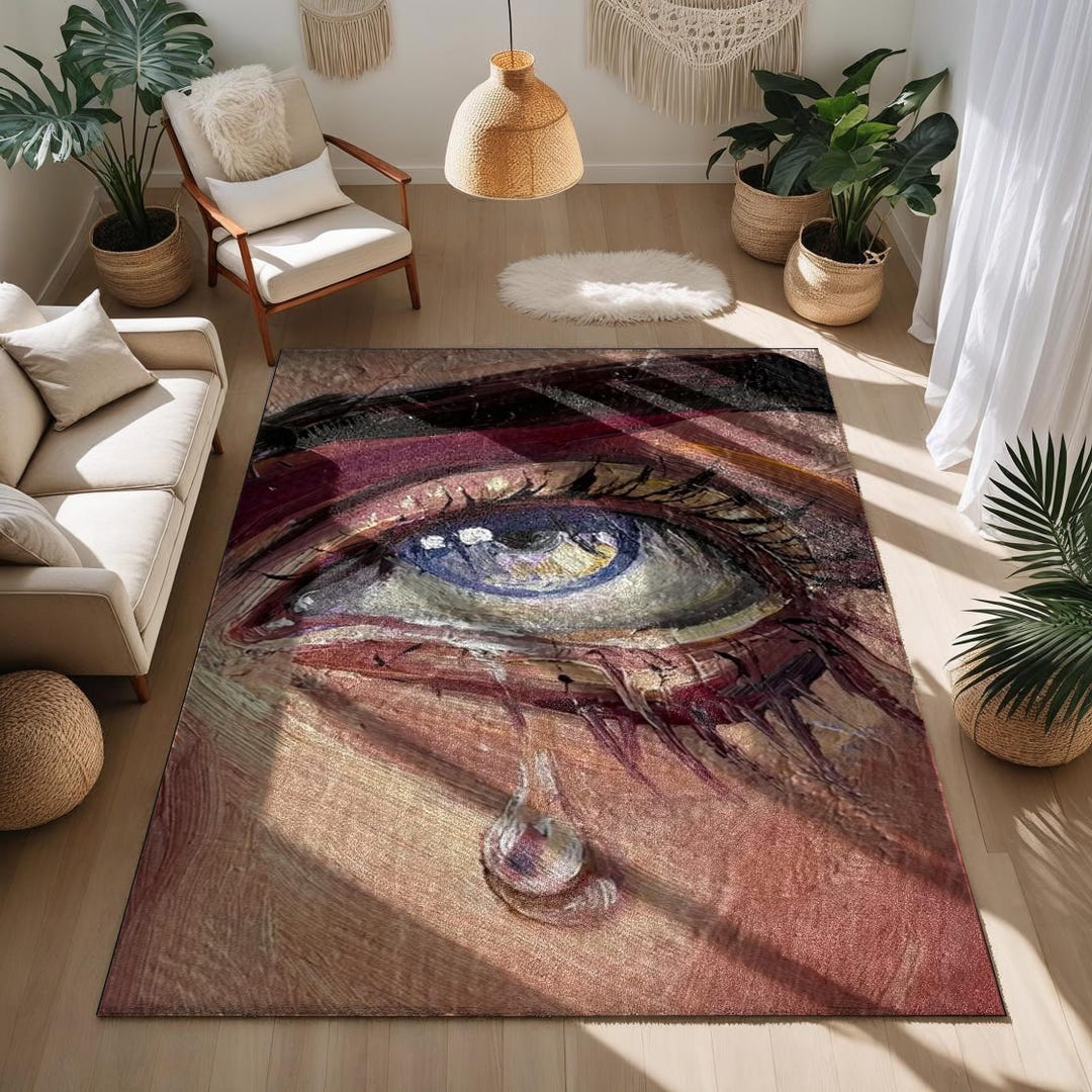 Crying Eye Rug – Emotional Artistic Carpet, Modern Abstract Washable ...