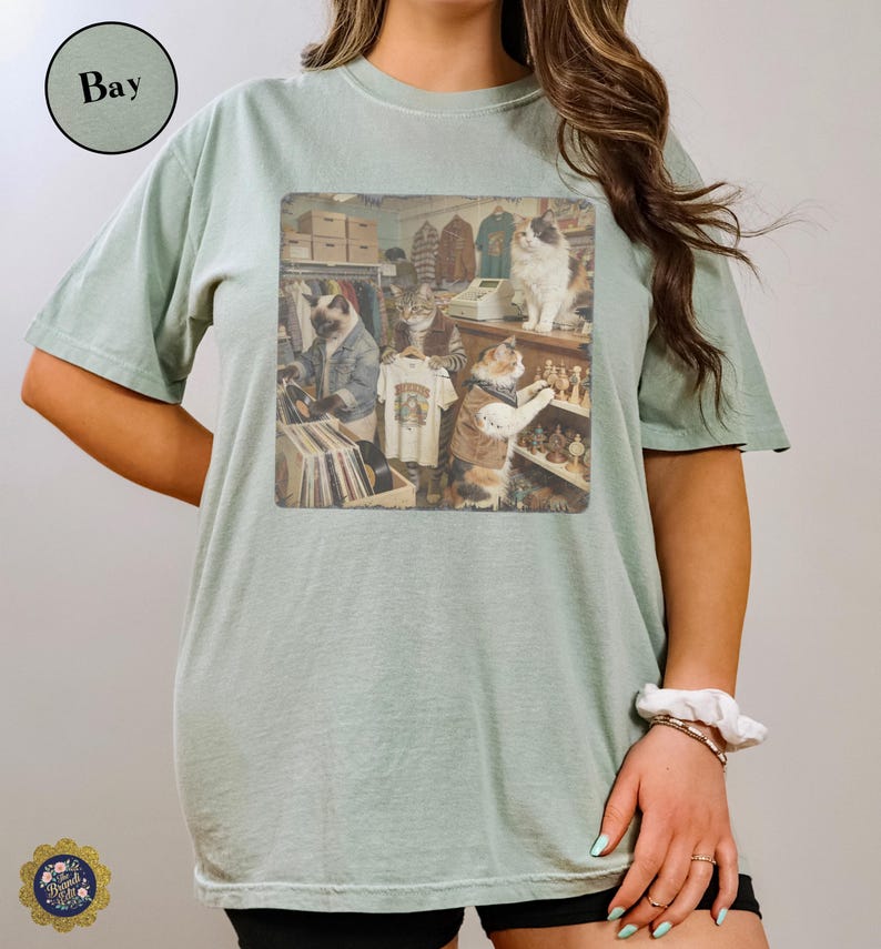 Thrift Store Cats Meme Shirt. Comfort Colors Cat Lover Tee, Retro ...