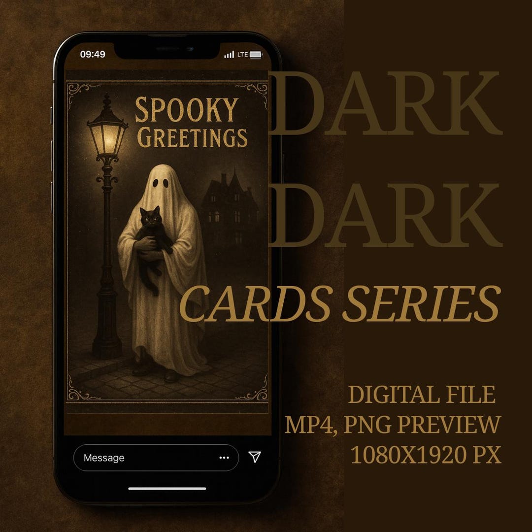 Dark, Dark Greeting Card | Animated Ghost With Black Cat | Gothic ...