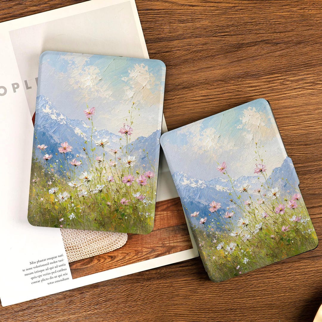 Mountain Oil Painting Kindle Case With Hand Strap, Kindle Paperwhite 12 ...