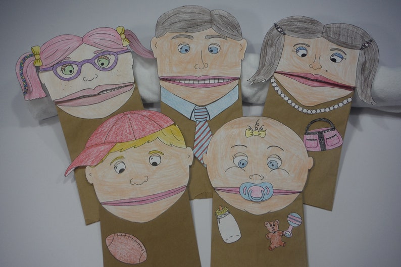 PDF PRINTABLE Paper Bag Puppets: Family W/ Accessories - Etsy