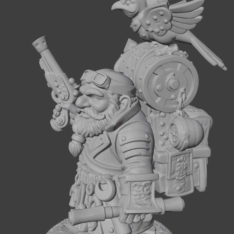 Steampunk Dwarf - STL File for 3D Print & OBJ With Texture - Etsy