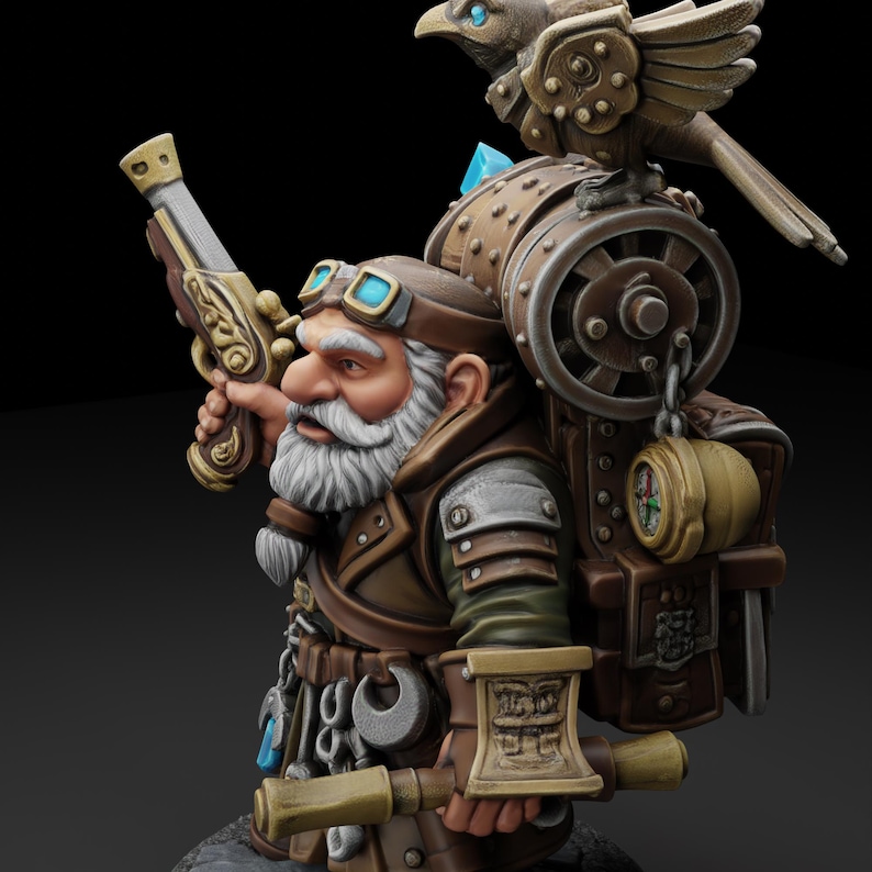 Steampunk Dwarf - STL File for 3D Print & OBJ With Texture - Etsy
