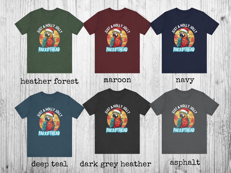 Holly Jolly Parrothead Bella Canvas Graphic Tee, Christmas Parrot T ...