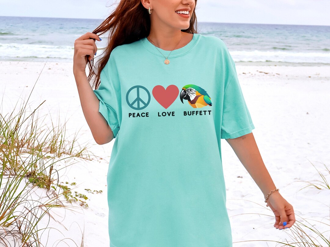 Peace Love Jimmy Buffett Comfort Colors Graphic Tee, Buffett Parrothead ...