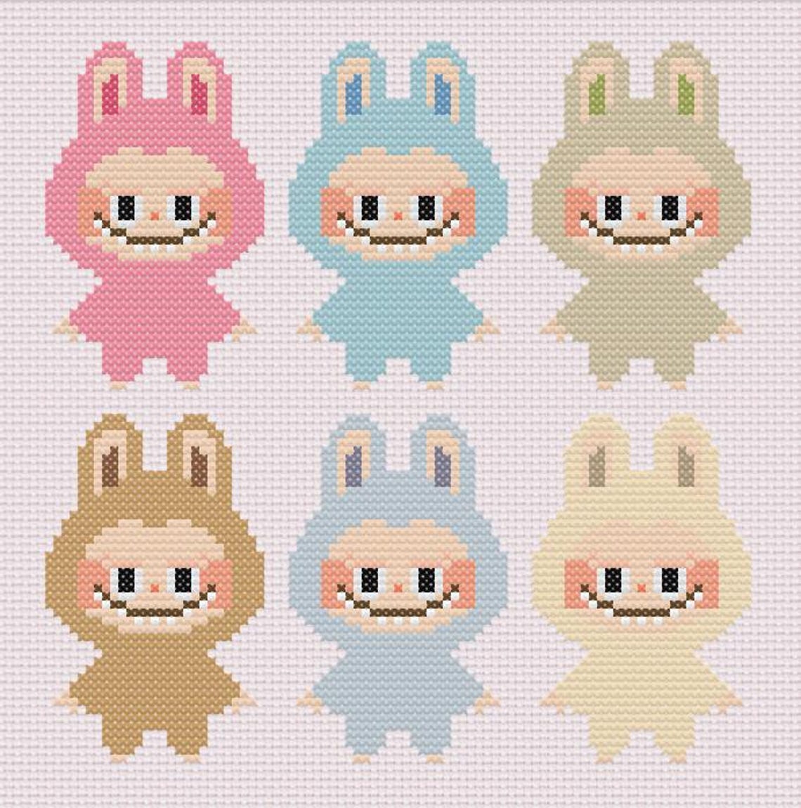 Labubu Cross Stitch Pattern Cute Monster PDF Download - Etsy