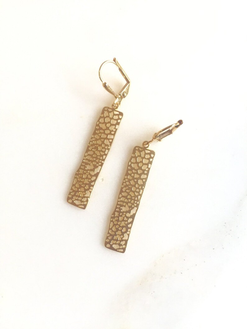 Small Gold Rectangle Earrings. Drop Earrings. Dangle. - Etsy Ireland