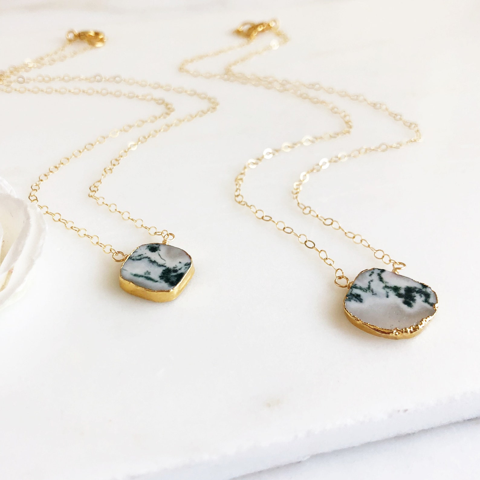 Gemstone Slice Pendant Necklace. Raw Stone Necklace Simple. - Etsy