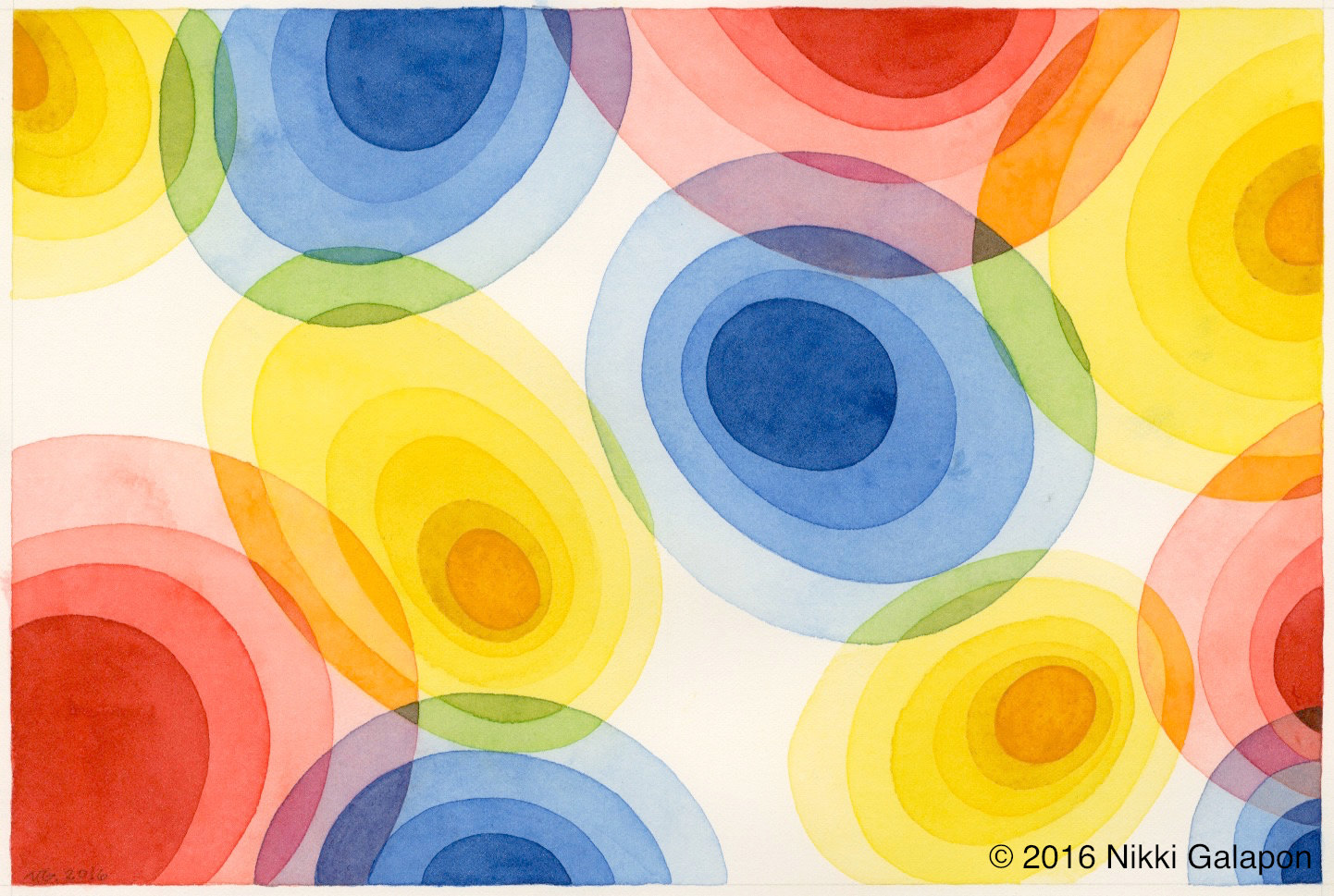 Oval Spectrum: Original Fine Art Watercolor Colorful Geometric Ovals ...