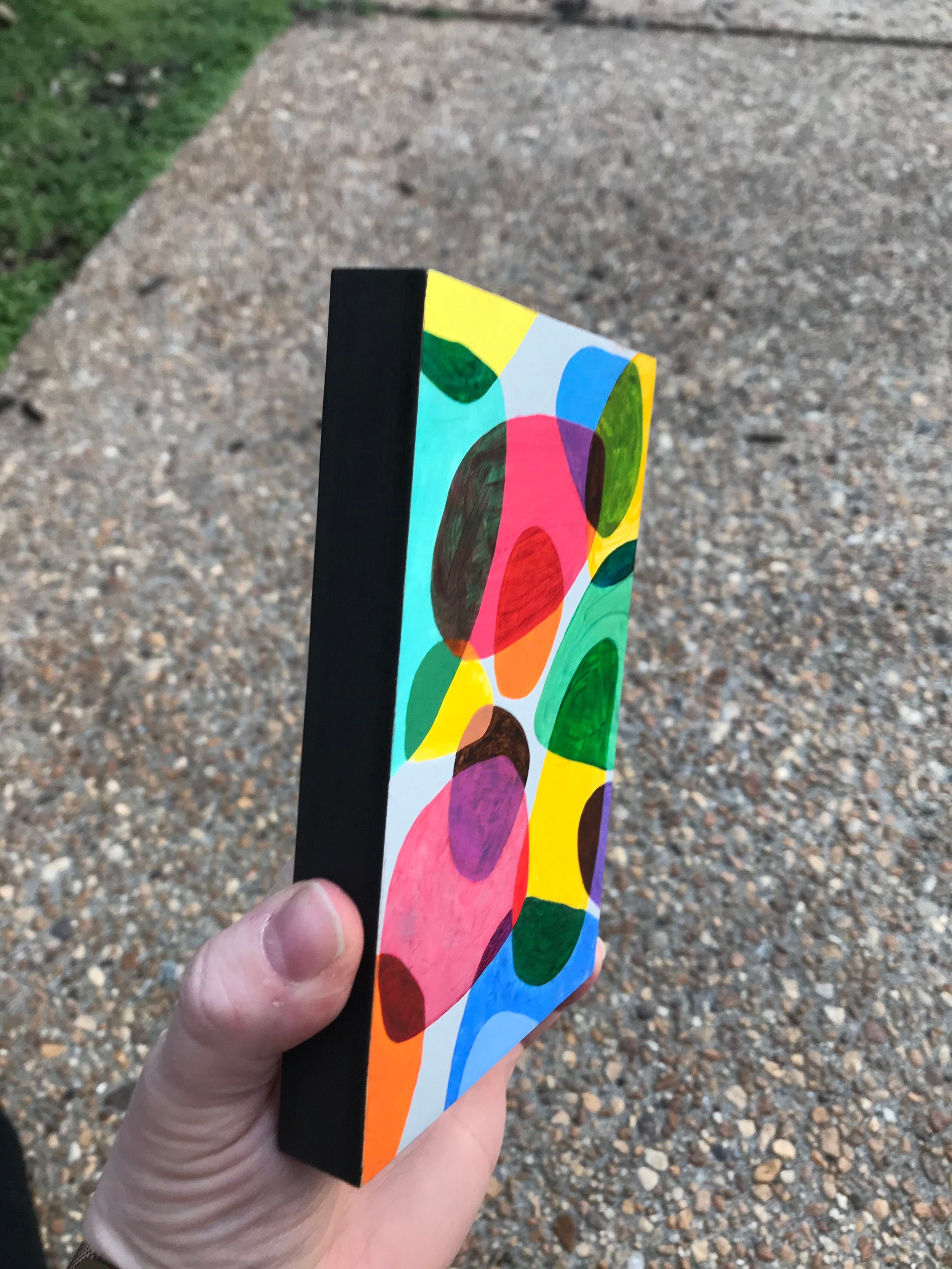 Color Wedge One: Original Colorful Abstract Oil Painting 4x6 Modern Art ...