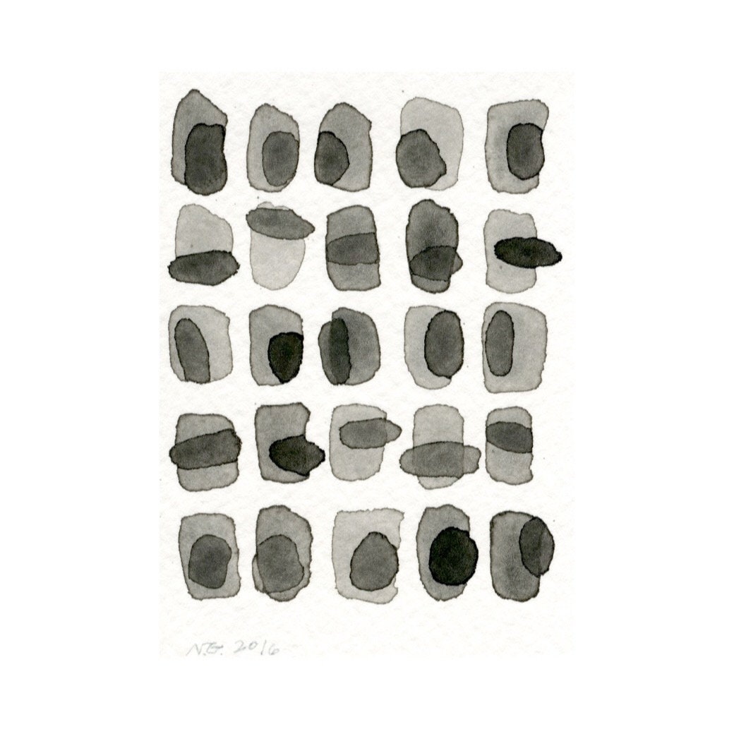 Grey Slate 02: Original ACEO Watercolor Painting Monotone Shades of ...