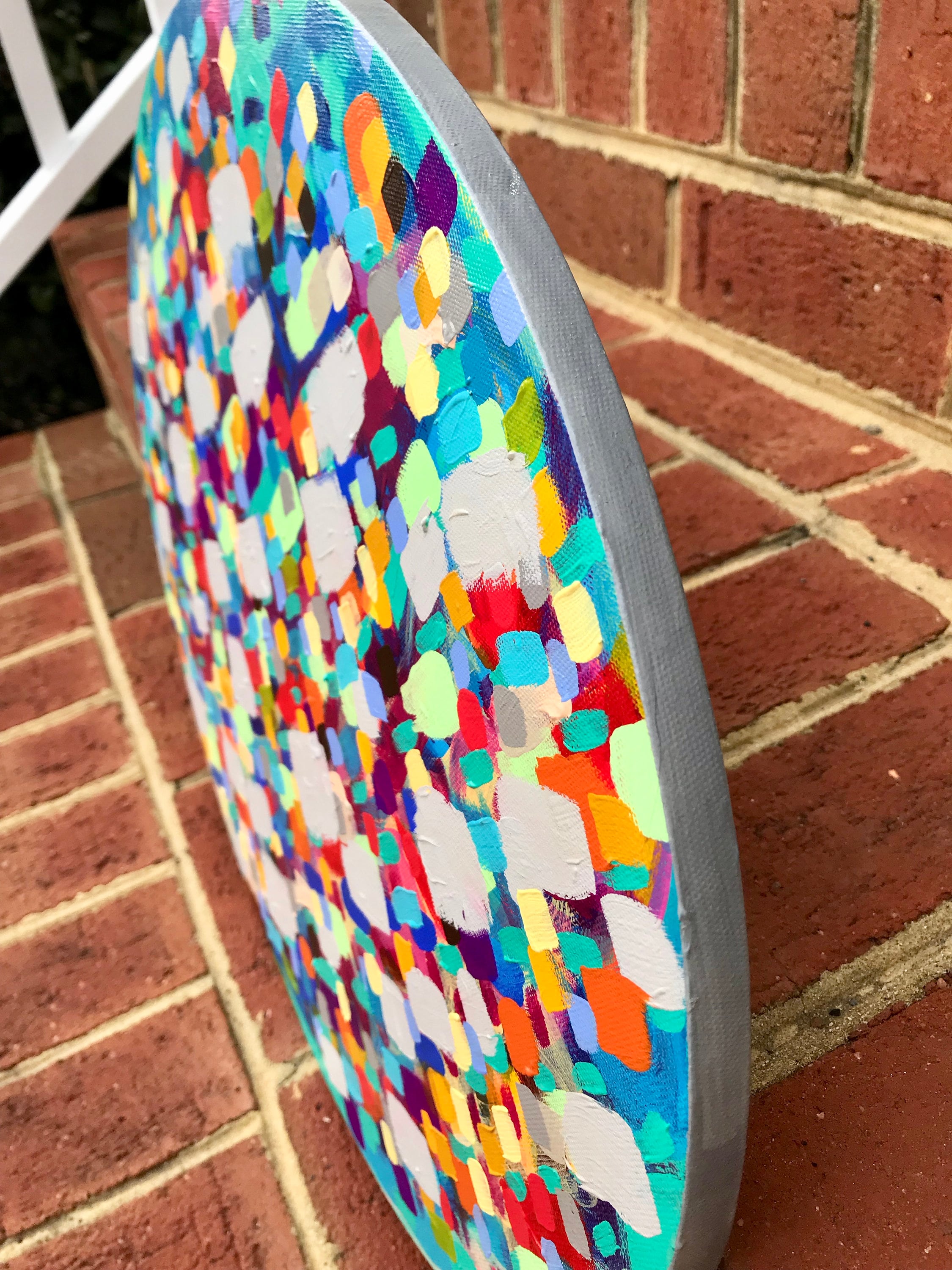 Original Abstract Acrylic Painting on Oval Stretched Canvas 16x20 ...