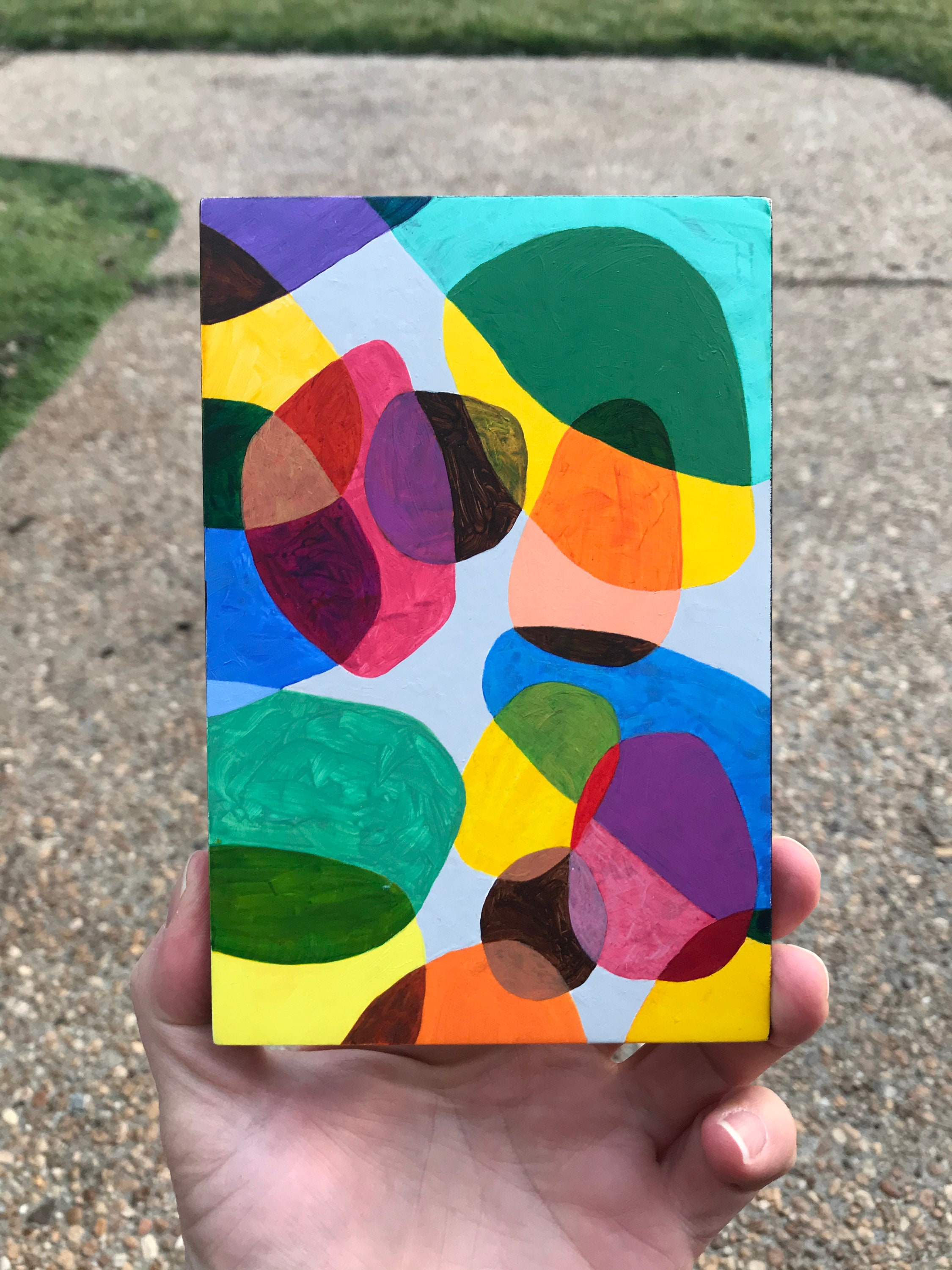 Color Wedge Two: Original Colorful Abstract Oil Painting 4”x6” Modern ...