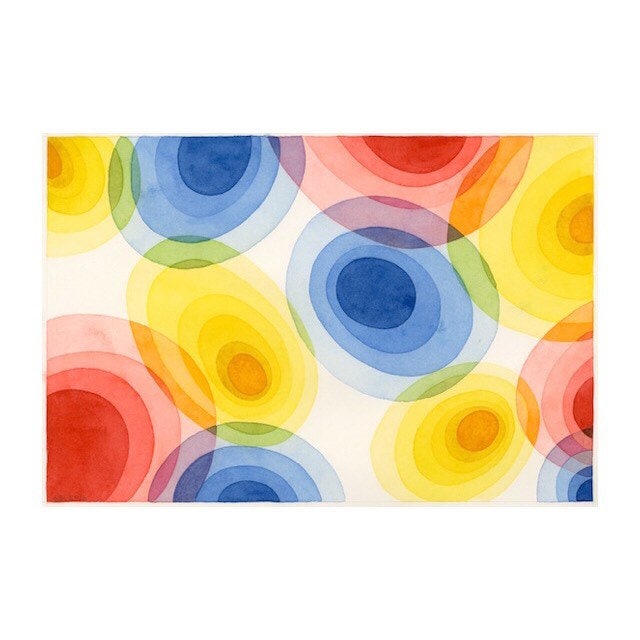 Oval Spectrum: Original Fine Art Watercolor Colorful Geometric Ovals ...