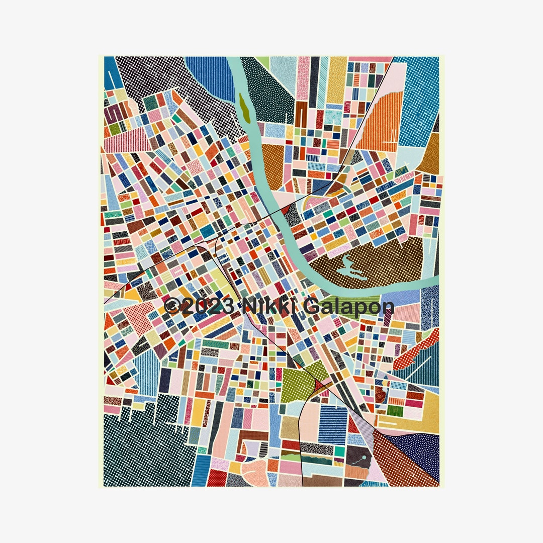 Colorful Nashville Map: Archival Giclee Print 8"x10" or 16"x20 ...