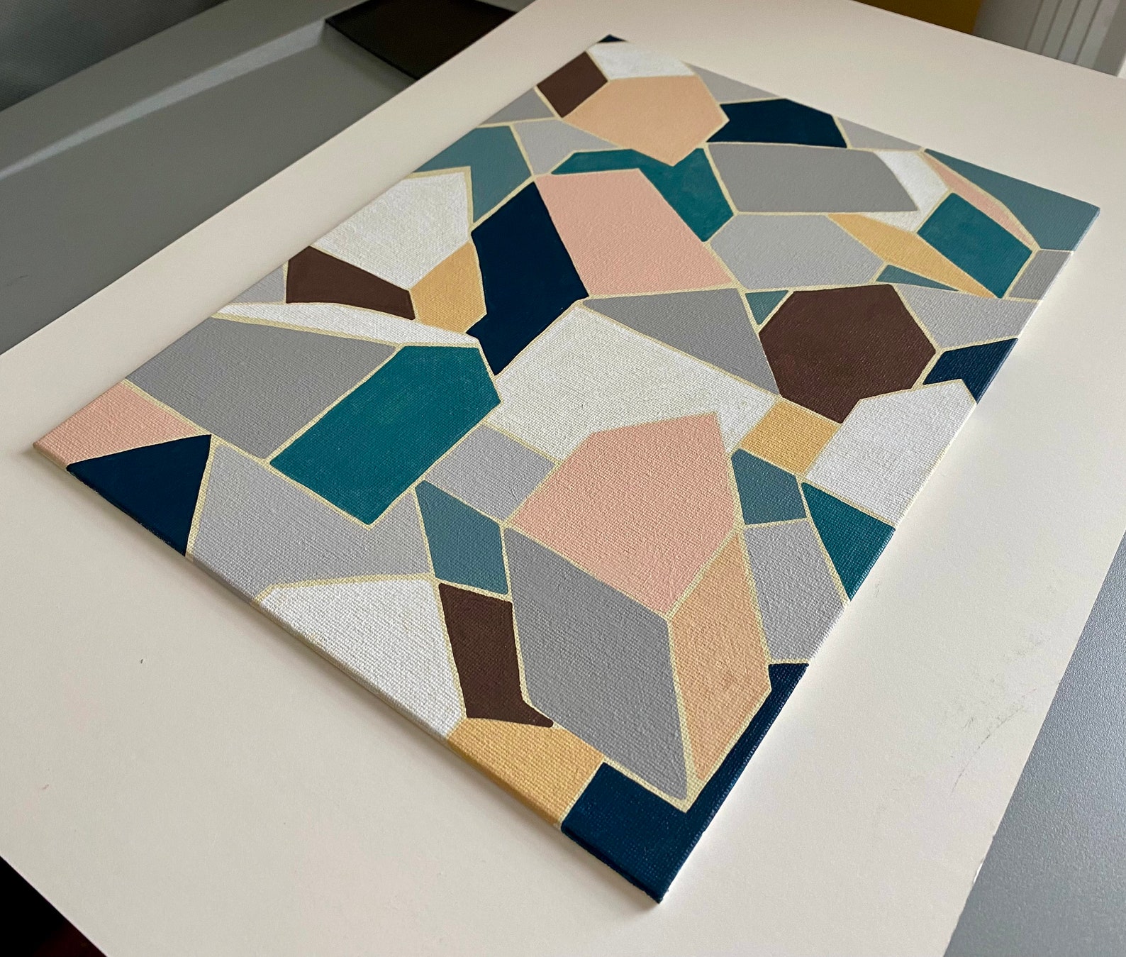 Geo Houses 01: Original Acrylic Painting 9x12 Geometric - Etsy
