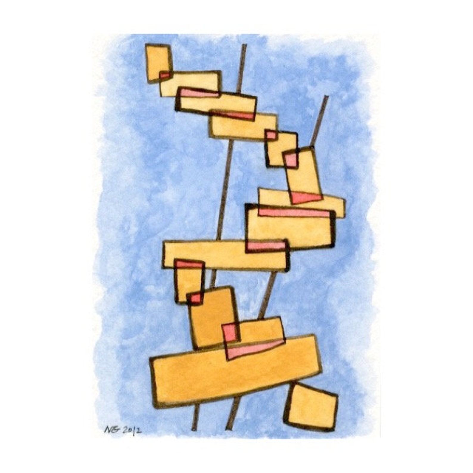 Original Watercolor Painting ACEO, Artist Trading Card, ATC, Abstract ...