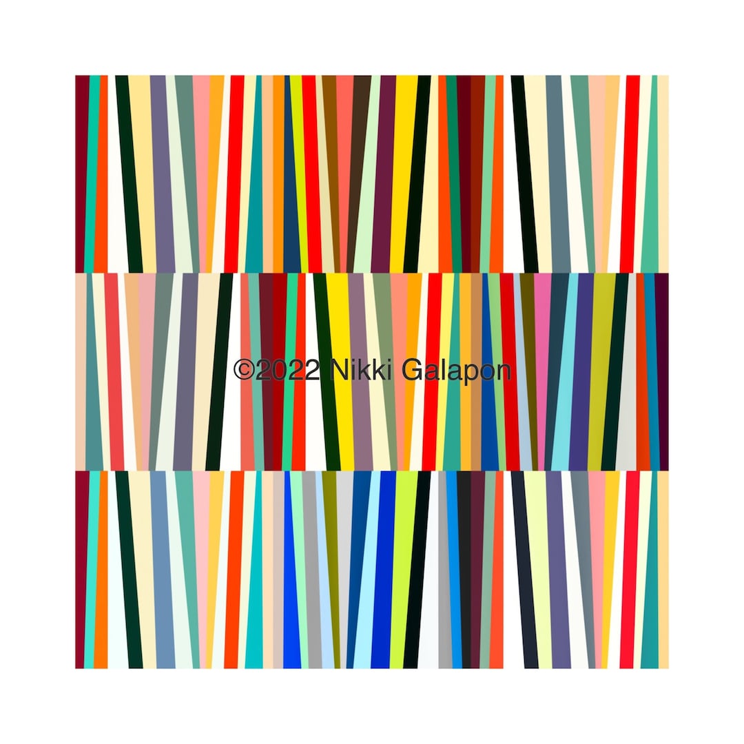 COLLAGE 09: Archival PRINT Colorful Grid of Stripes Abstract Minimalist ...