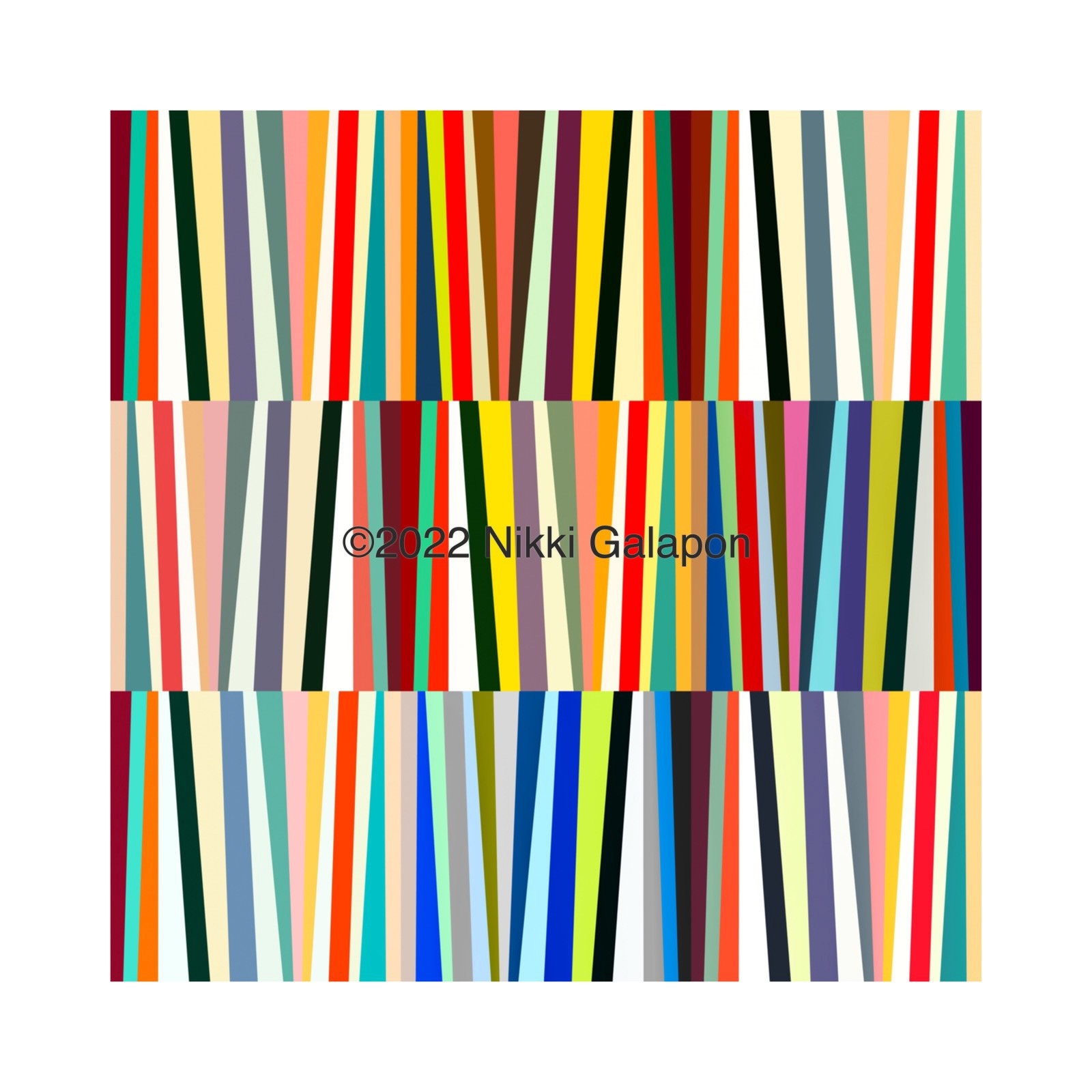COLLAGE 09: Archival PRINT Colorful Grid of Stripes Abstract Minimalist ...