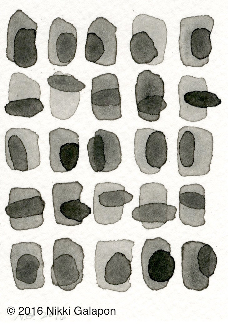 Grey Slate 02: Original ACEO Watercolor Painting Monotone Shades of ...