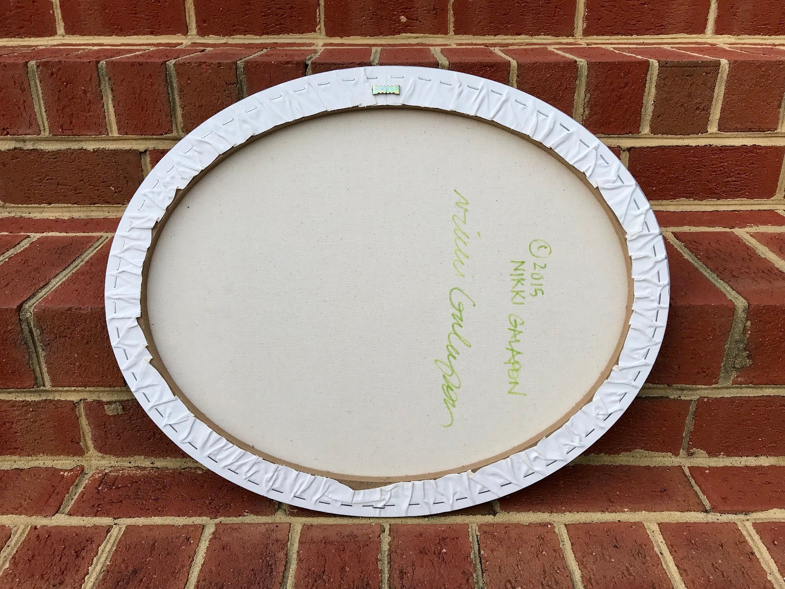 Original Abstract Acrylic Painting on Oval Stretched Canvas 16x20 ...