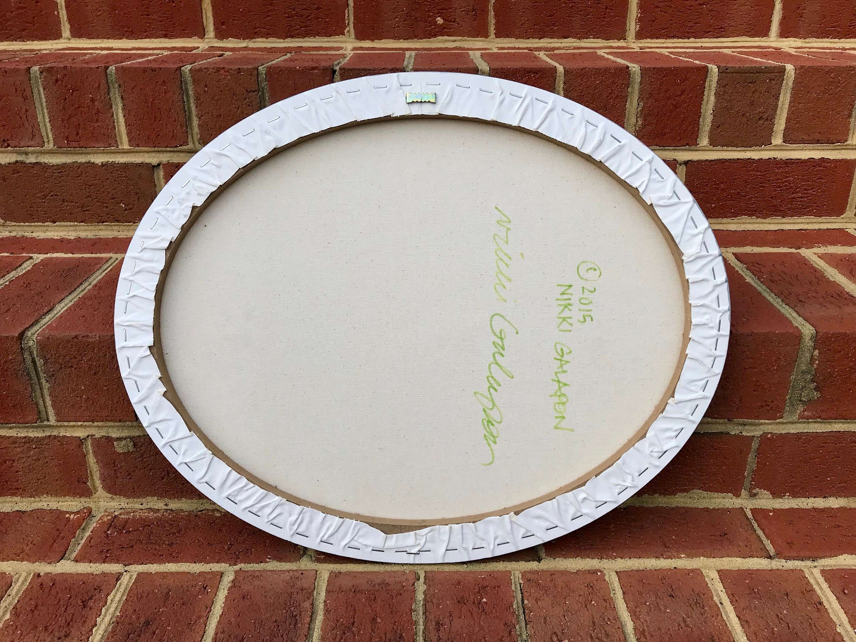 Original Abstract Acrylic Painting on Oval Stretched Canvas 16x20 ...