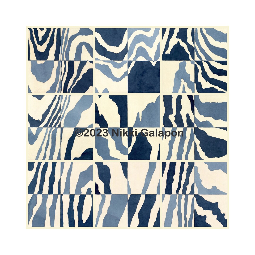 Indigo and Beige Grain Collage: Archival PRINT of Original Abstract ...