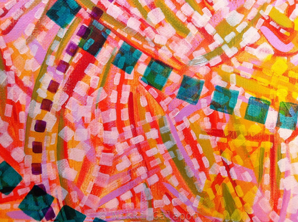 Original Abstract Acrylic Painting on Stretched Canvas 12"x16" Pattern ...