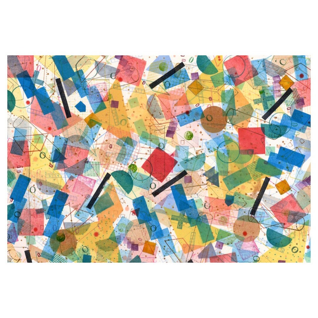 Colorful Geometric Shapes and Solids Archival Print 13"x19" Primary ...