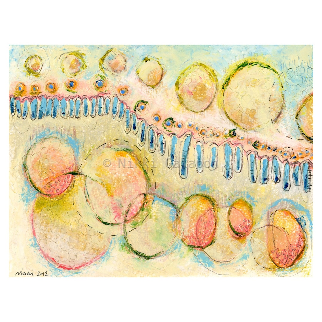 Original Mixed Media Abstract Modern Art 12"x16" Beige Purple Blue ...