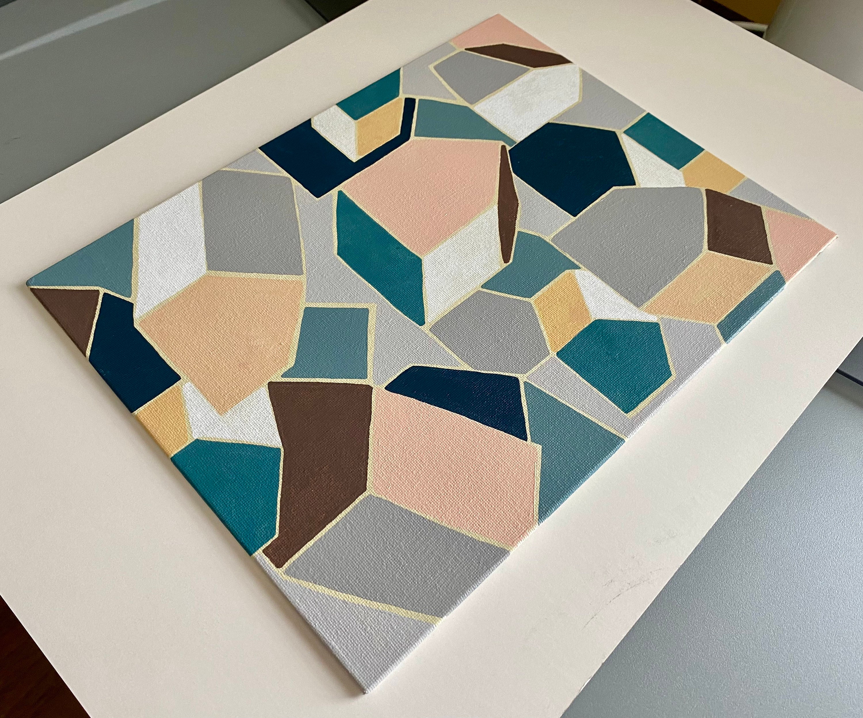 Geo Houses 02: Original Acrylic Painting 9x12 Geometric Modern Art - Etsy