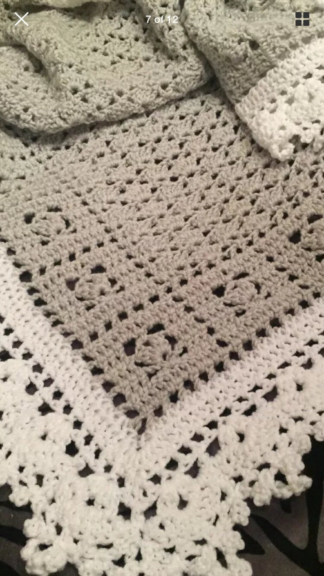 Beautiful, Soft Crochet Grey/gray and White Baby Blanket With Picot ...