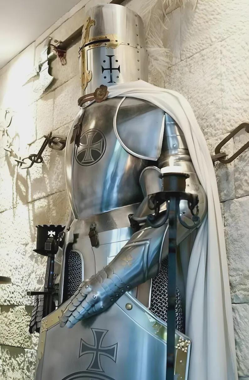 6-foot Templar Knight Armor Suit: Medieval Roman Steel With Display ...