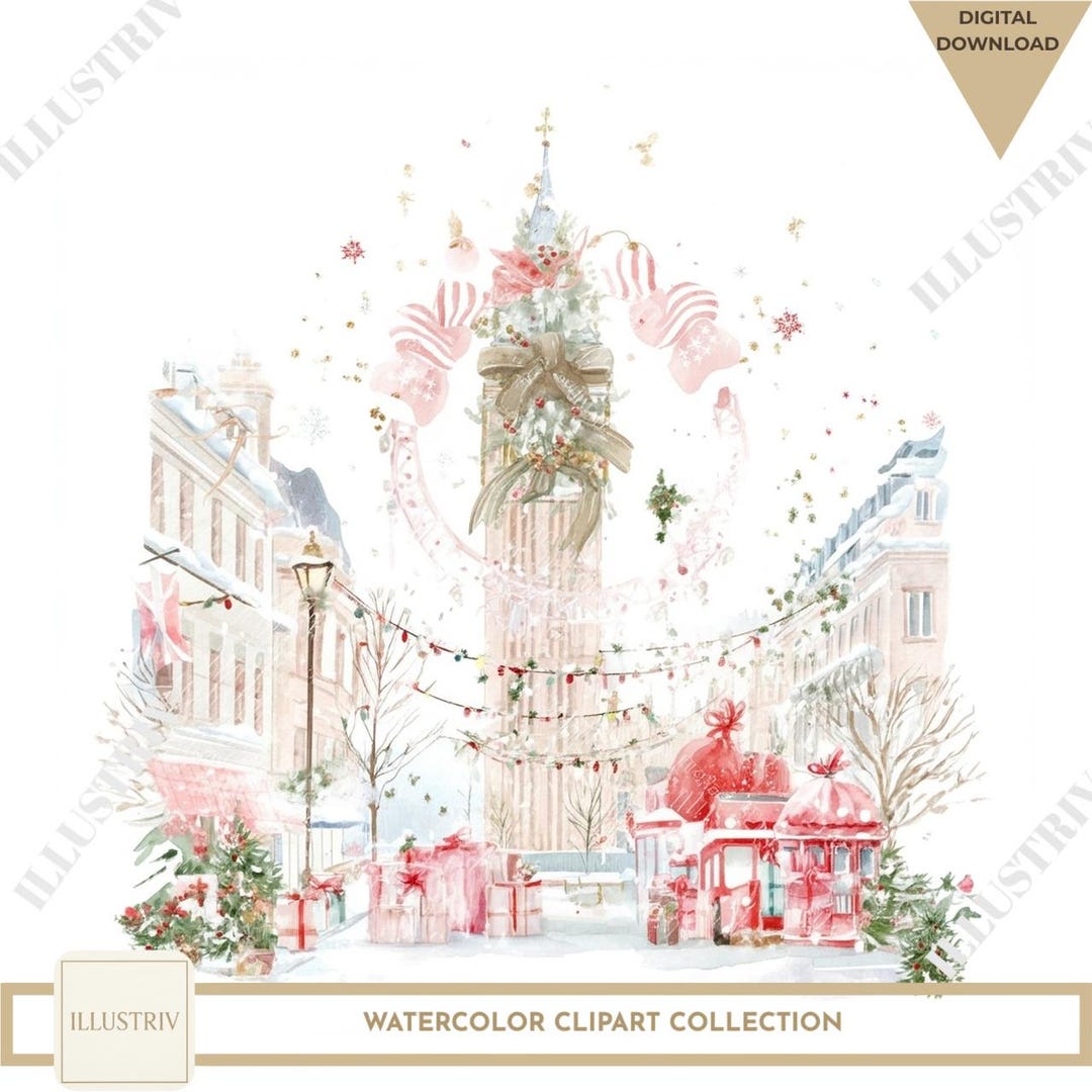 20 Christmas in London Clipart, Winter London, Cute London Travel ...